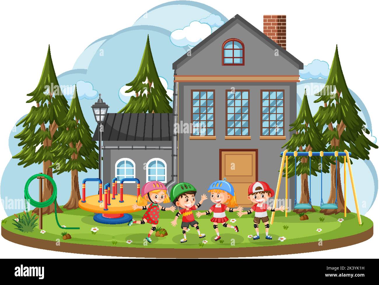 Children outdoor scene isolated illustration Stock Vector Image & Art ...