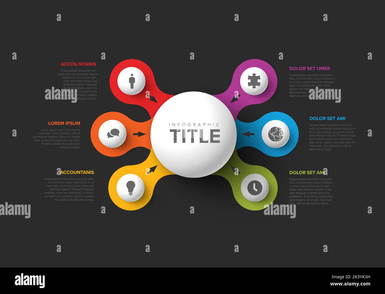 Vector multipurpose Infographic template with title and six sphere ...