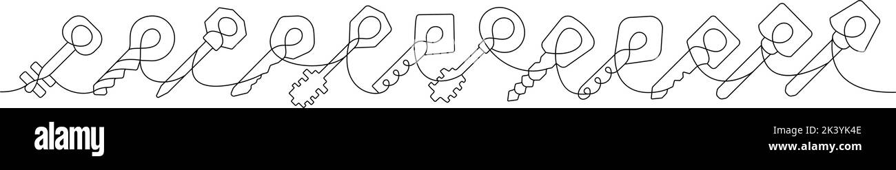 Set Of Key One Line Continuous Drawing Home Key Continuous One Line