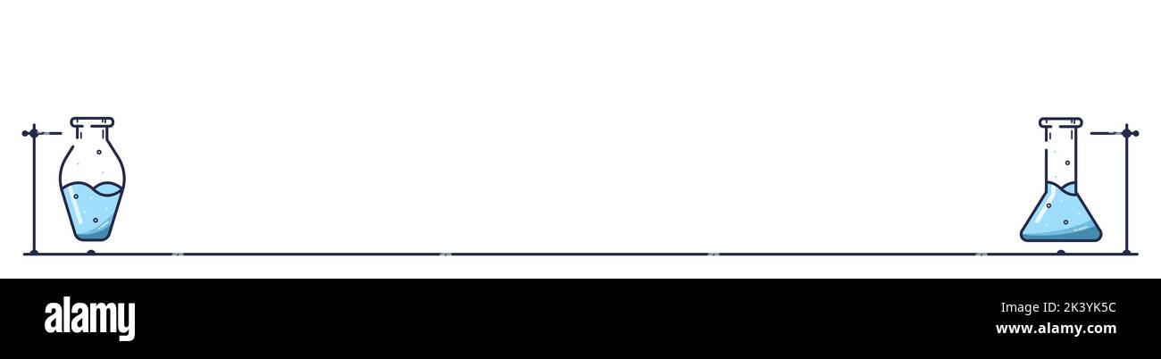 Border with glass chemistry flasks. Two different chemistry tubes Stock ...