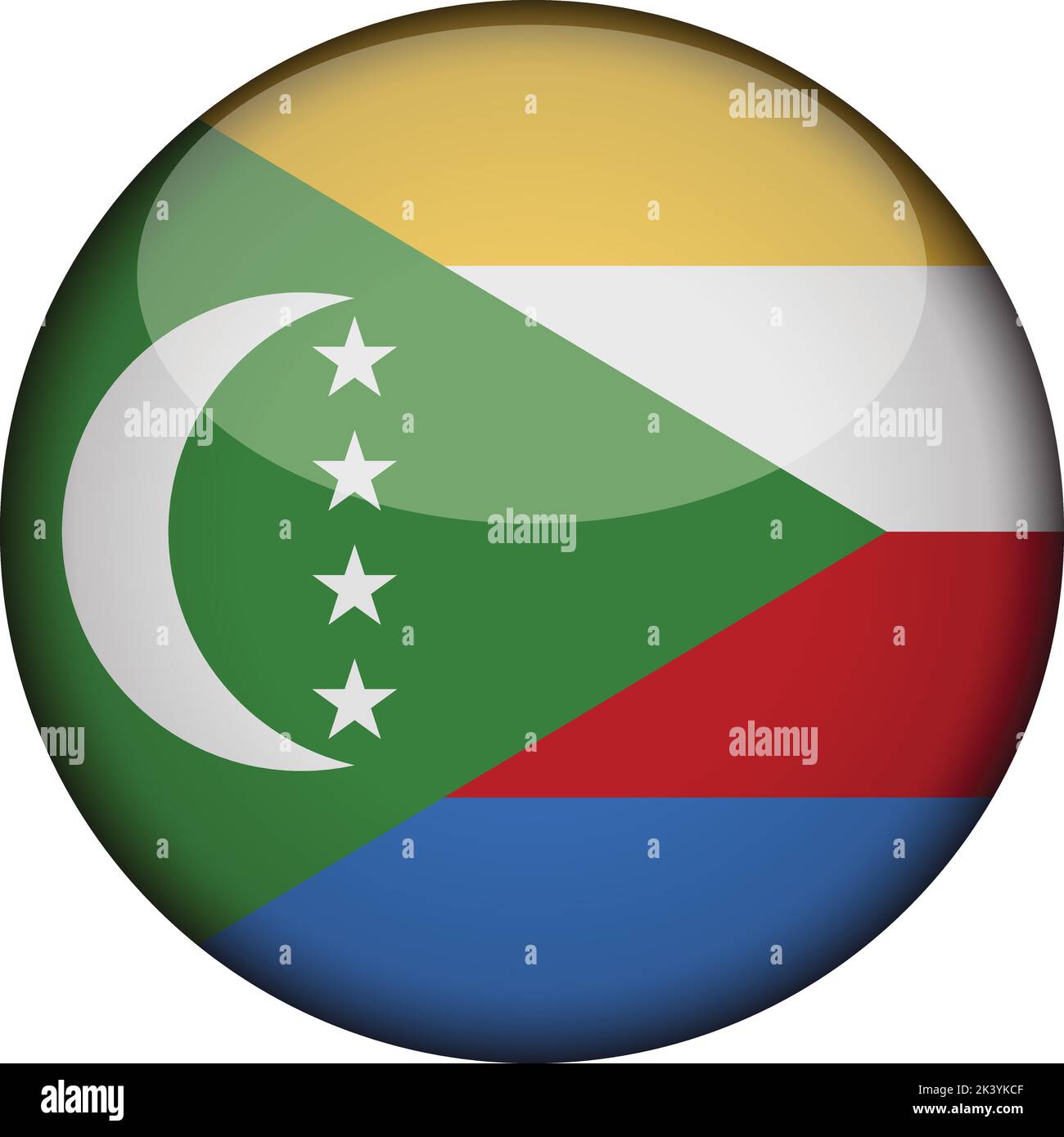 comoros Flag in glossy round button of icon. comoros emblem isolated on ...