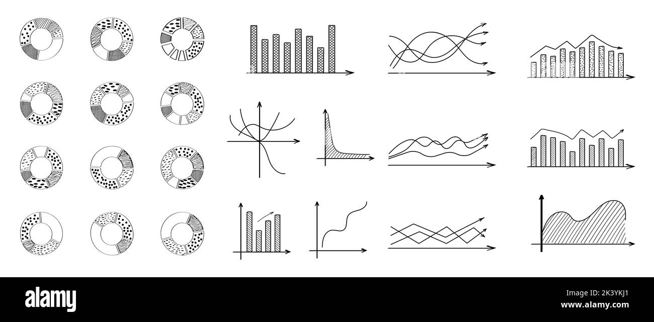 Doodle Chart Graph Set Vector Business Bubble Set Sketch Vector Ink