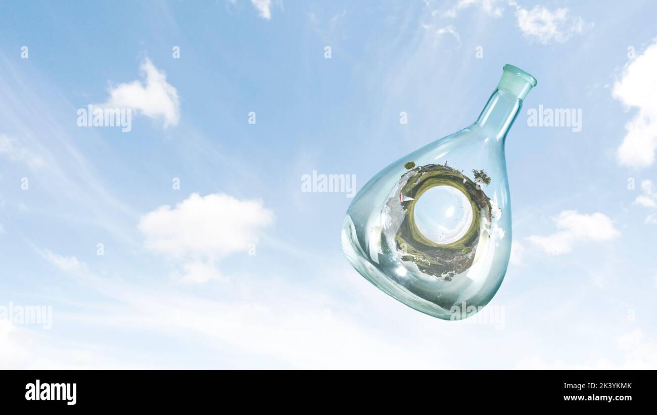 Nature inside a glass bottle Stock Photo - Alamy