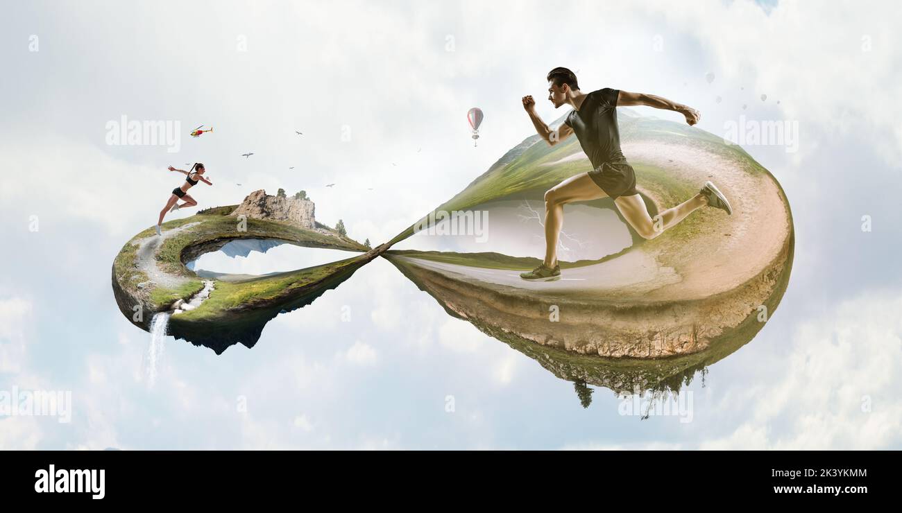 Man in sportwear running . Mixed media Stock Photo - Alamy