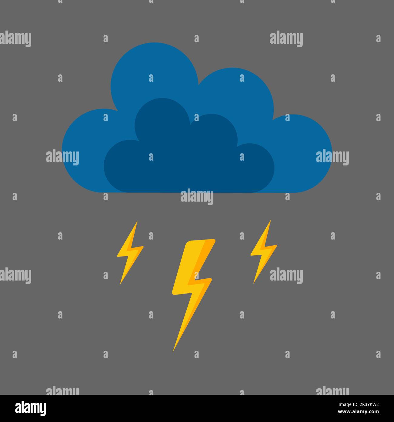 Vector illustration on a gray background. Image of a thunder blue cloud ...