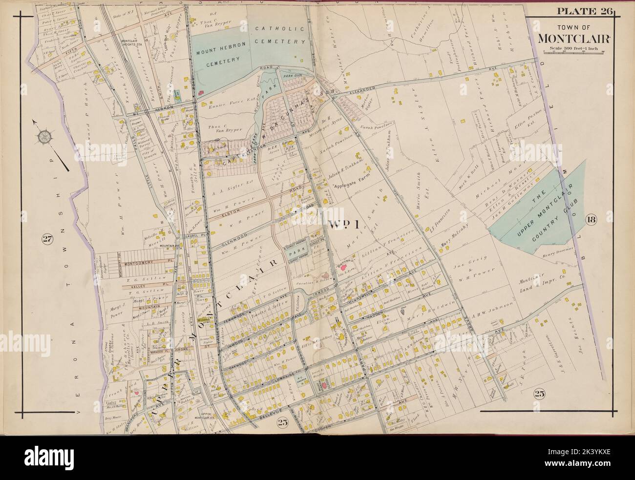 Essex County, V. 3, Double Page Plate No. 26 Map of town of Montclair A ...