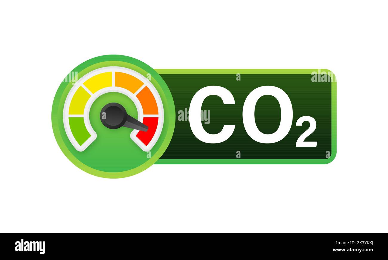 Illustration with co2 indicator. Ecology design on white background ...