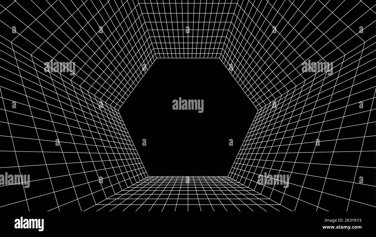 Abstract 80s styled computer background. Sci-fi architecture interior ...