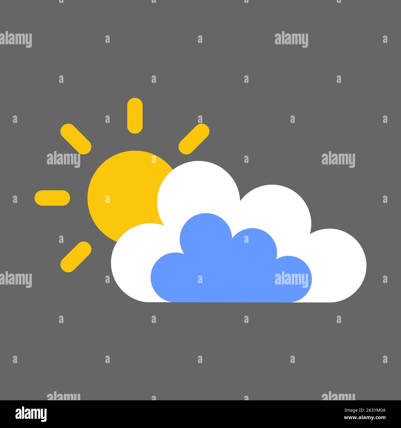 Vector illustration on a gray background. An image of a yellow sun ...