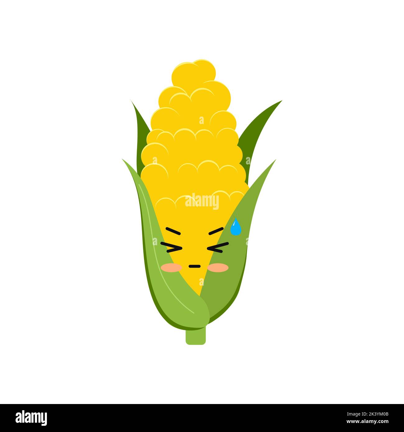 Cute corn cob tense trying cartoon baby snack character vector icon ...