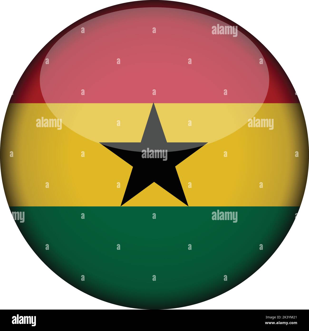 ghana Flag in glossy round button of icon. ghana emblem isolated on ...