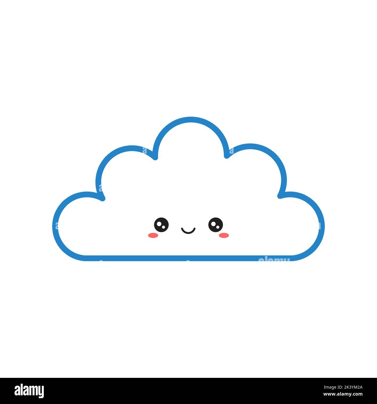 Vector cute cloud illustration.Kawaii cloud isolated on white ...