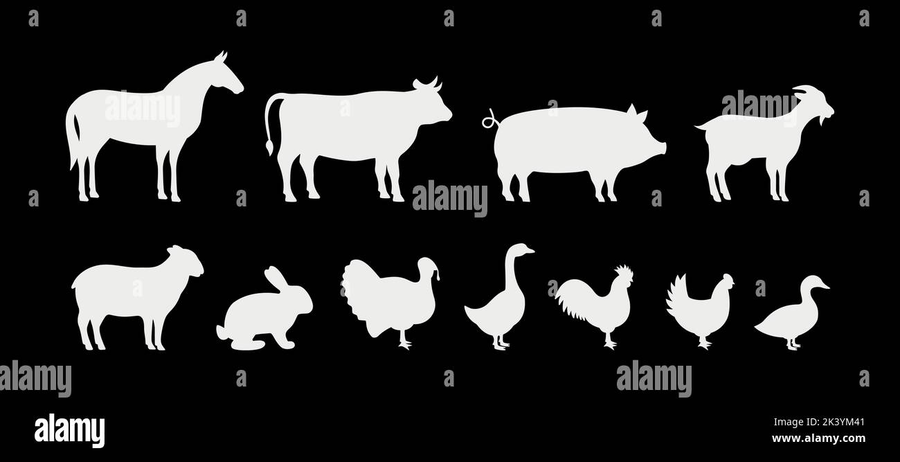 Farm Animals Silhouette Farm Animal Template For Laser Cut. Vector