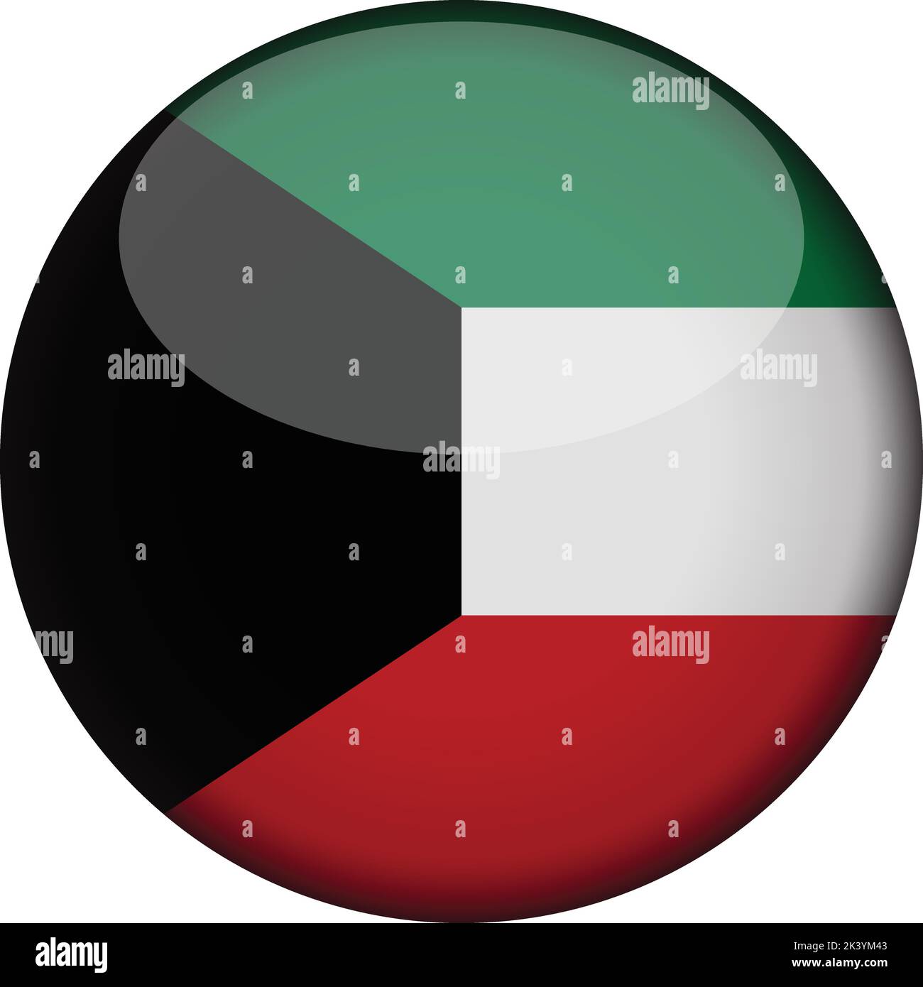 kuwait Flag in glossy round button of icon. kuwait emblem isolated on ...