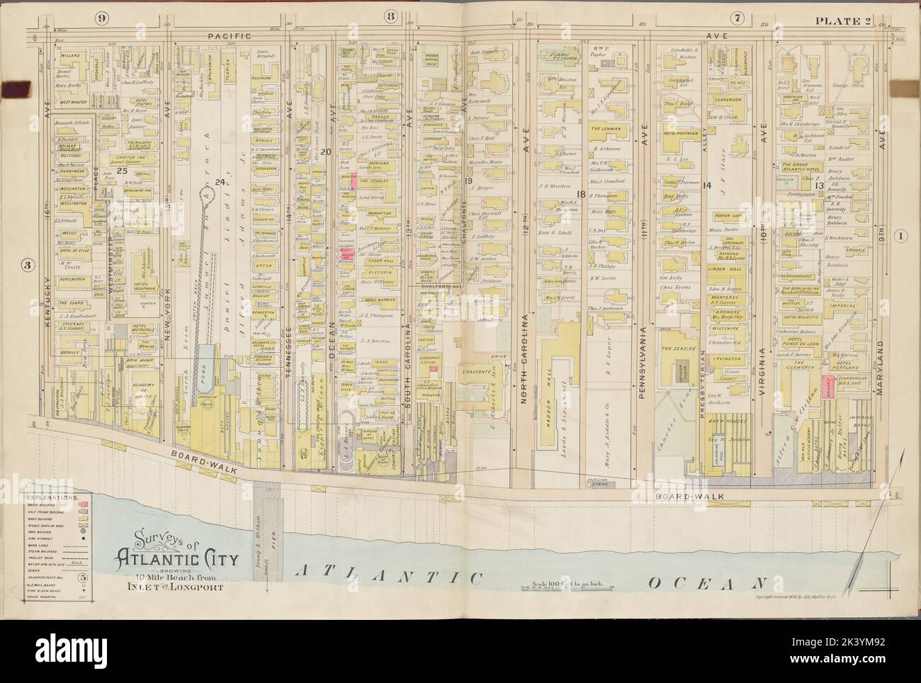 Atlantic City, Double Page Plate No. 2 Map bounded by Pacific Ave ...
