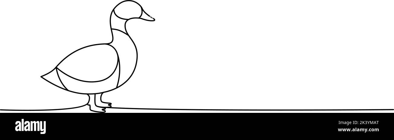 Duck one line continuous drawing. Duck symbol. Farm bird continuous one ...