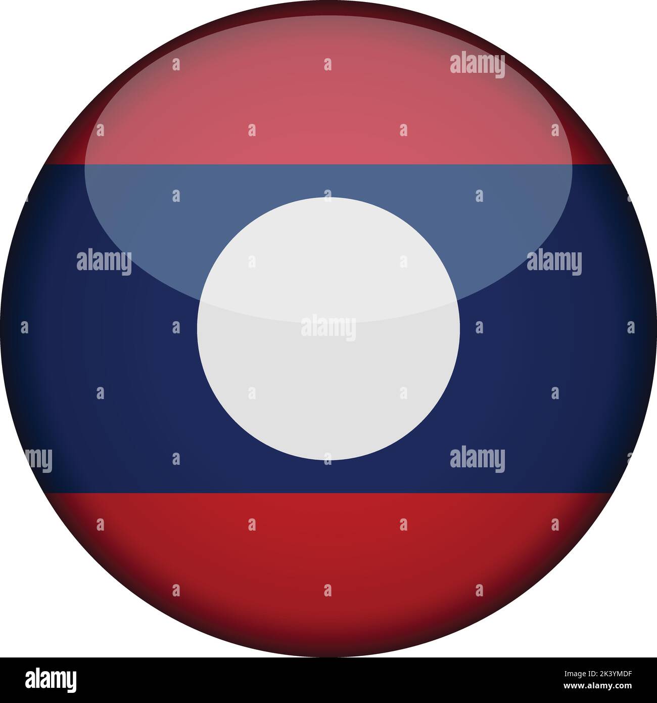 laos Flag in glossy round button of icon. laos emblem isolated on white ...