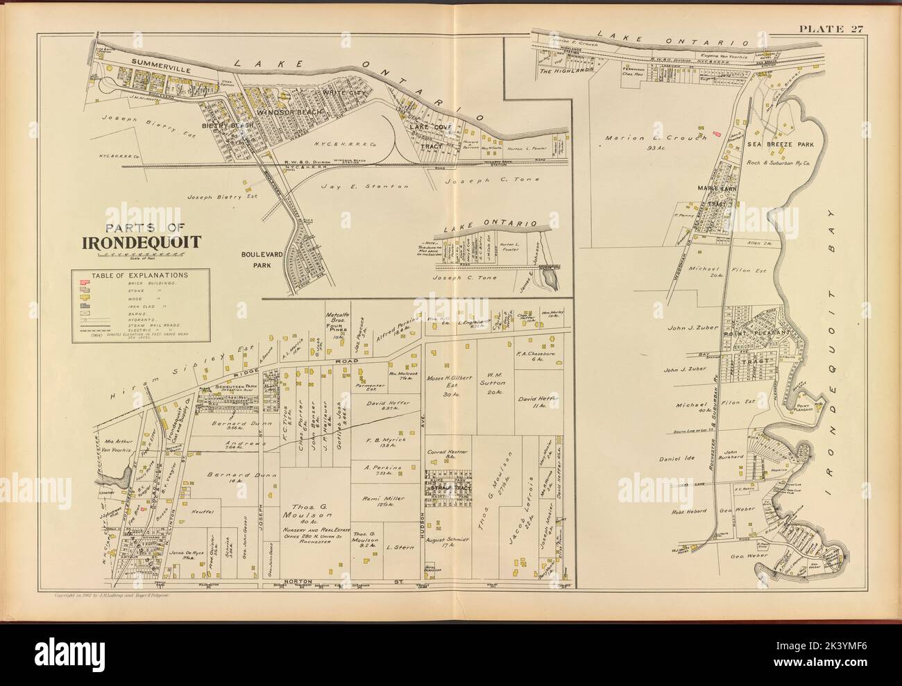 Monroe County, Double Page Plate No. 27 Map of parts of Irondequoit ...