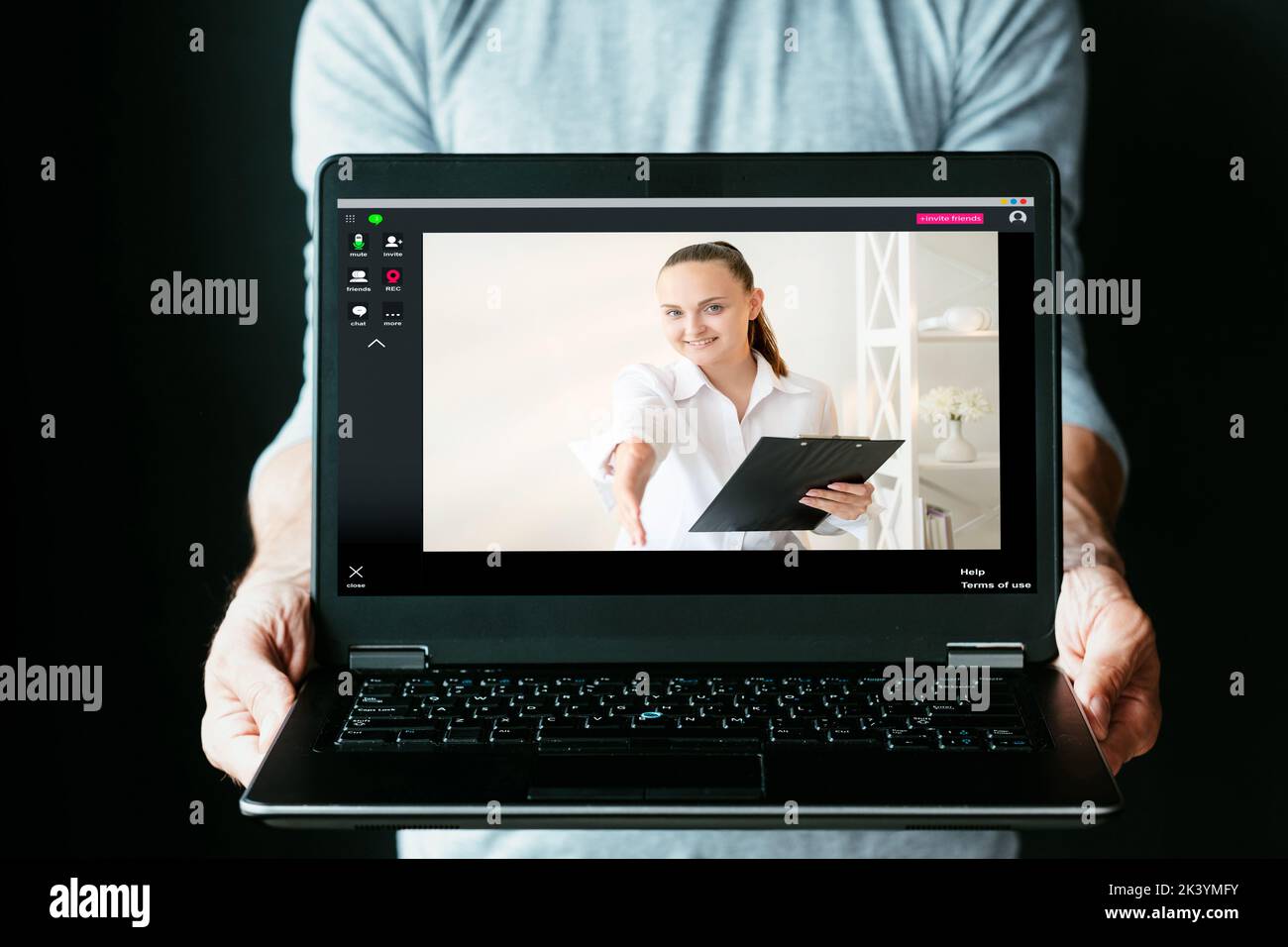 Virtual meeting. Business webinar. Distance learning. Online interview ...