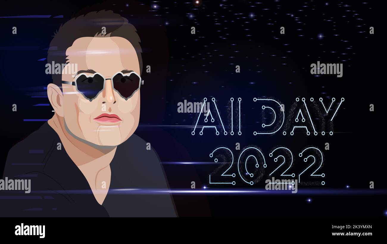 September 30, 2022 Tesla AI Day and a portrait of Elon Musk ...
