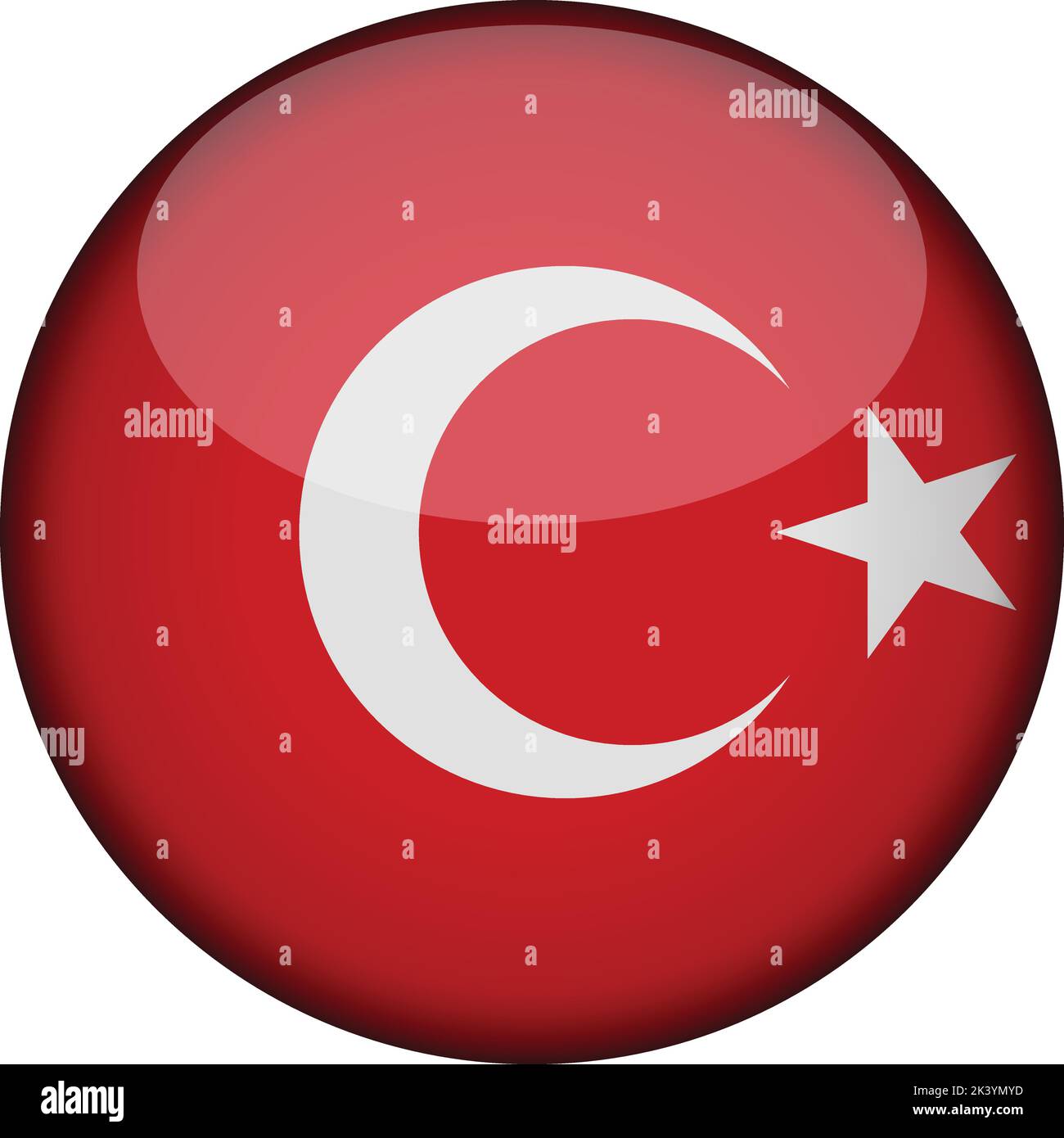 turkey Flag in glossy round button of icon. turkey emblem isolated on ...