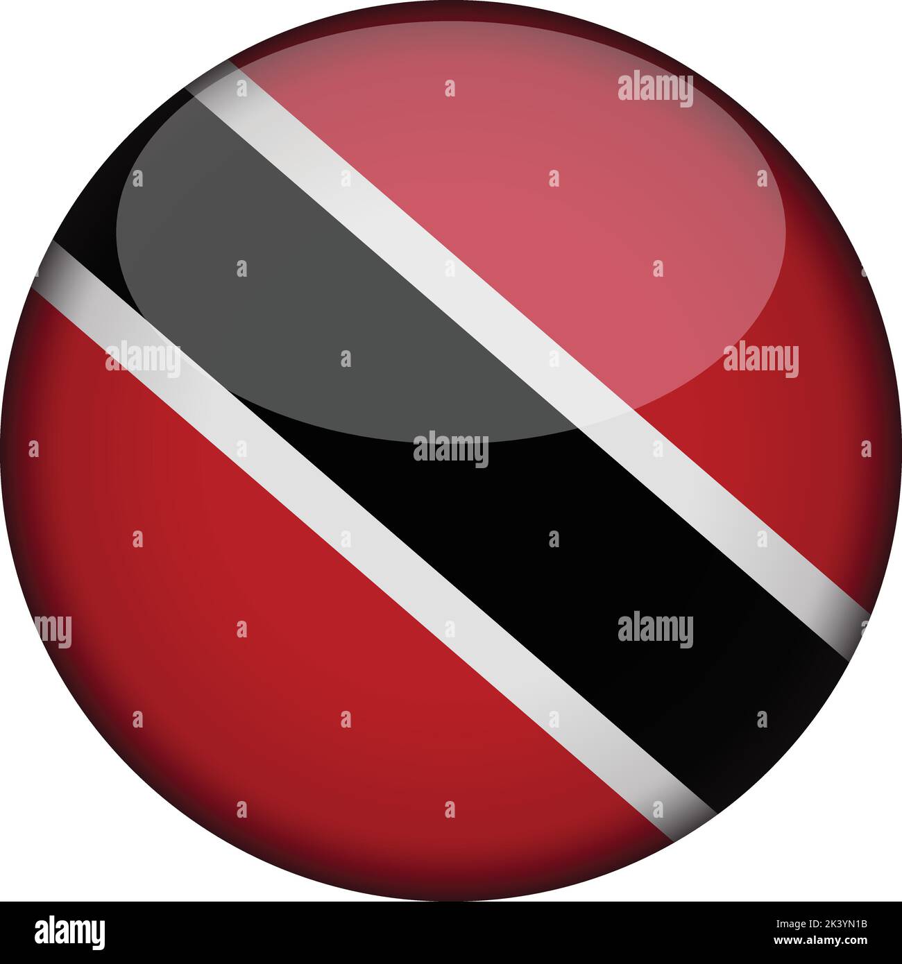 trinidad and tobago Flag in glossy round button of icon. trinidad and tobago emblem isolated on ...
