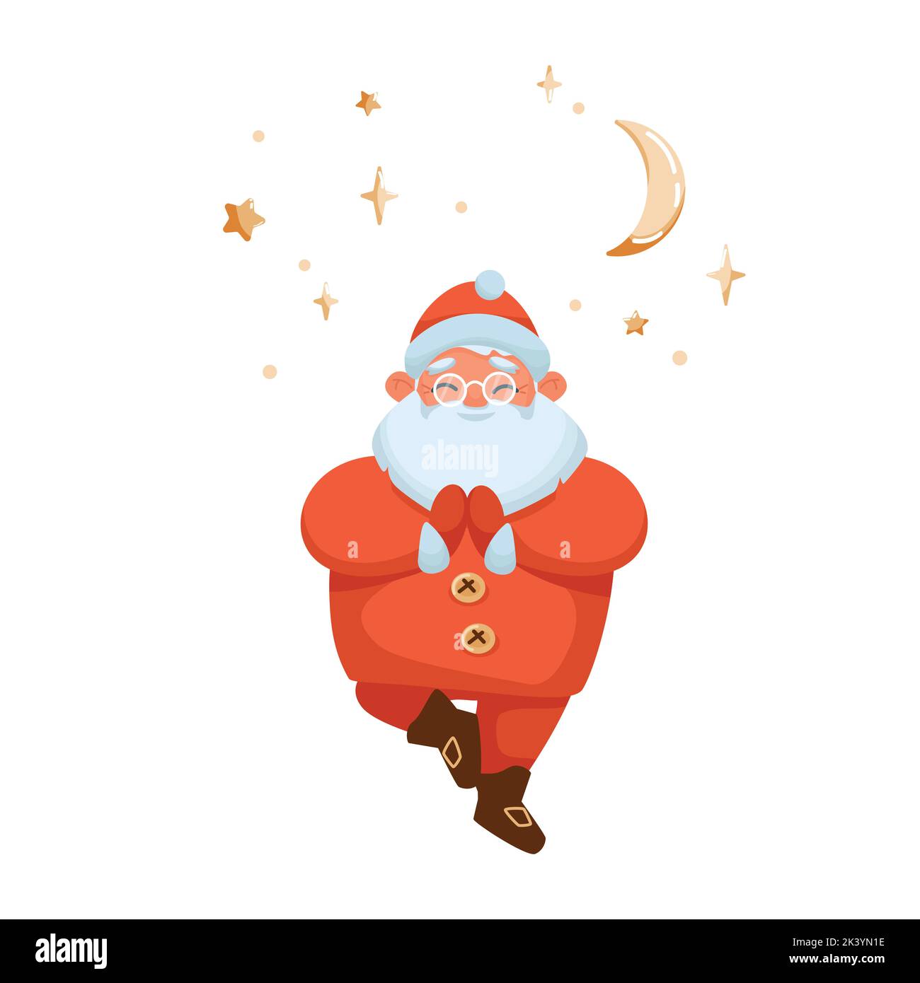 Cute Happy Santa Claus Meditating in Yoga Asana Stock Vector Image ...
