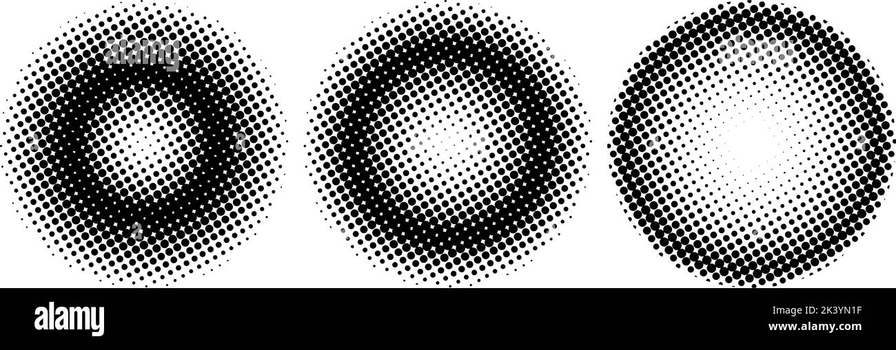 Halftone spheres set. Semitone dotted globes. Comic texture circles ...