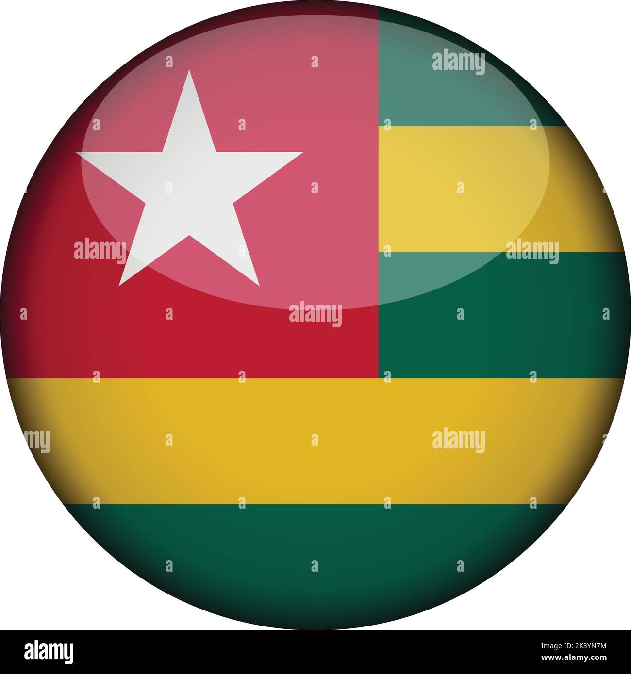 togo Flag in glossy round button of icon. togo emblem isolated on white ...