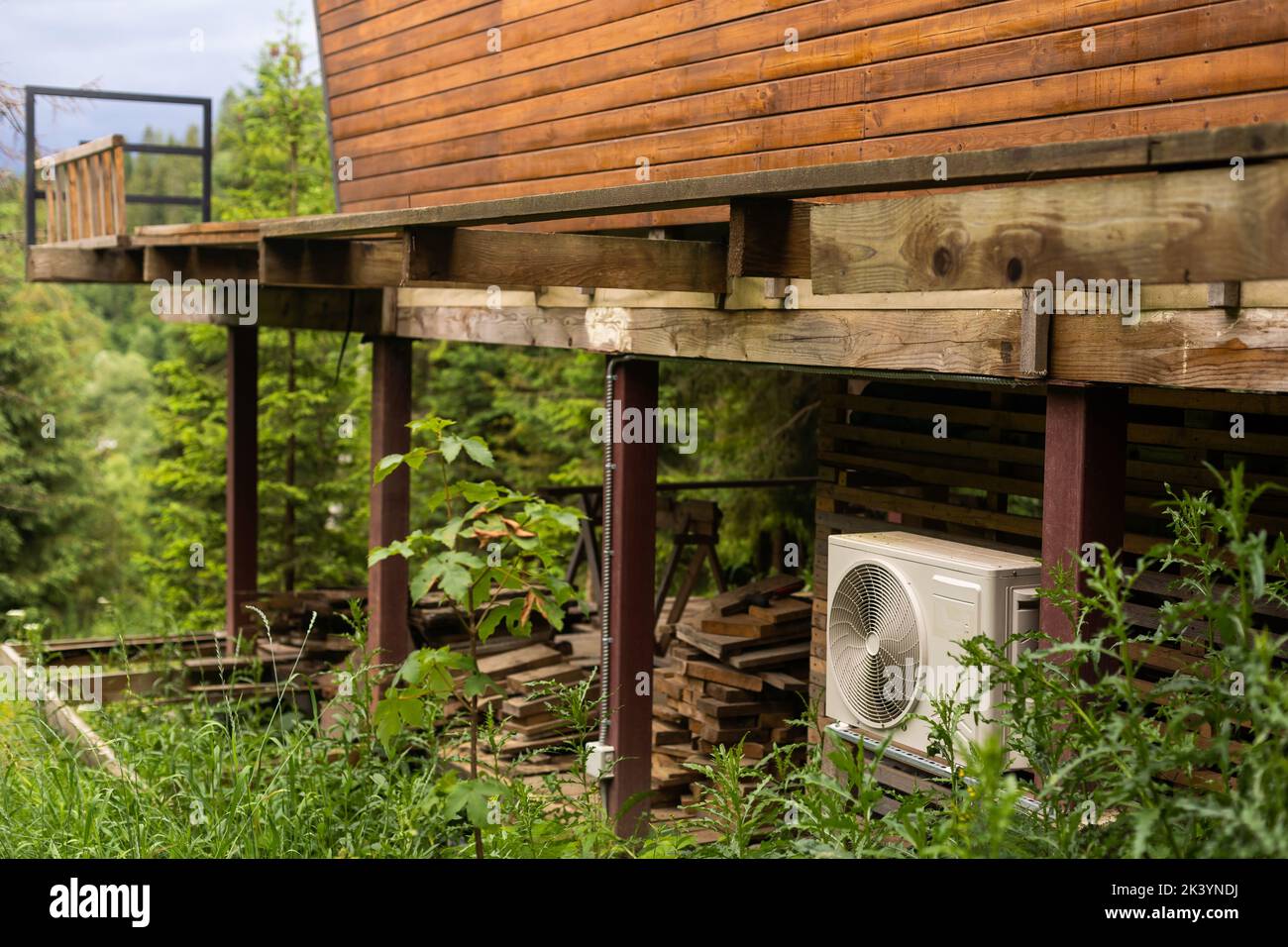 Apartment balcony scenery view with exotic grooved cumaru wood decking ...