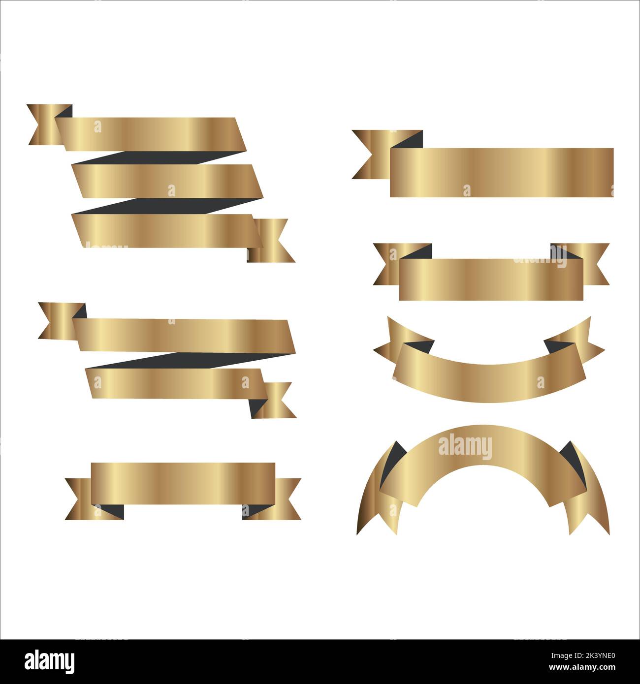 Vector Set Of Realistic Golden Ribbons Illustration Isolated On White ...
