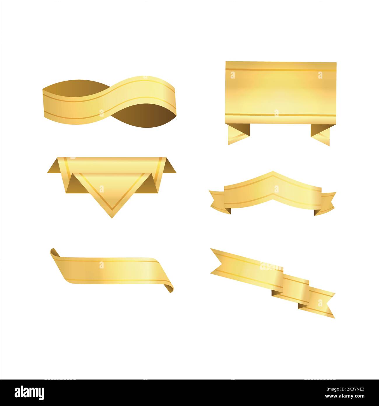 Vector Set Of Realistic Golden Ribbons Illustration Isolated On White ...