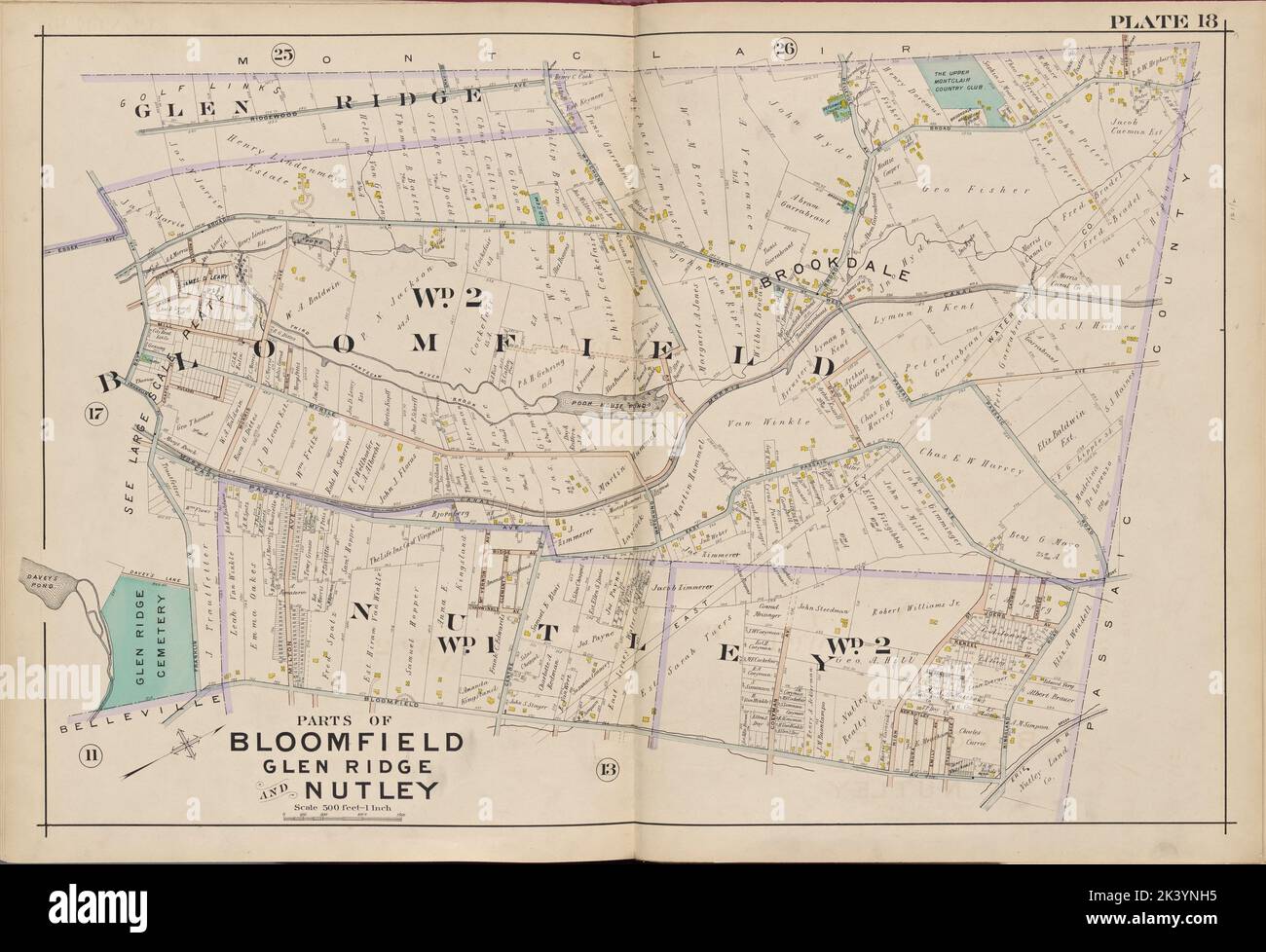 Essex County, V. 3, Double Page Plate No. 18 Map of parts of Bloomfield ...