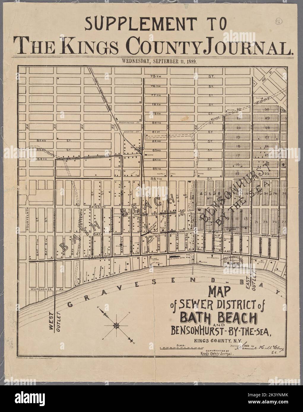 Map of sewer district of Bath Beach and Bensonhurst-by-Sea, Kings ...