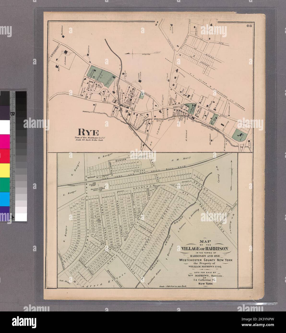 Plate 66: Rye, Town of Westchester Co. N.Y. - Map of the Village of ...