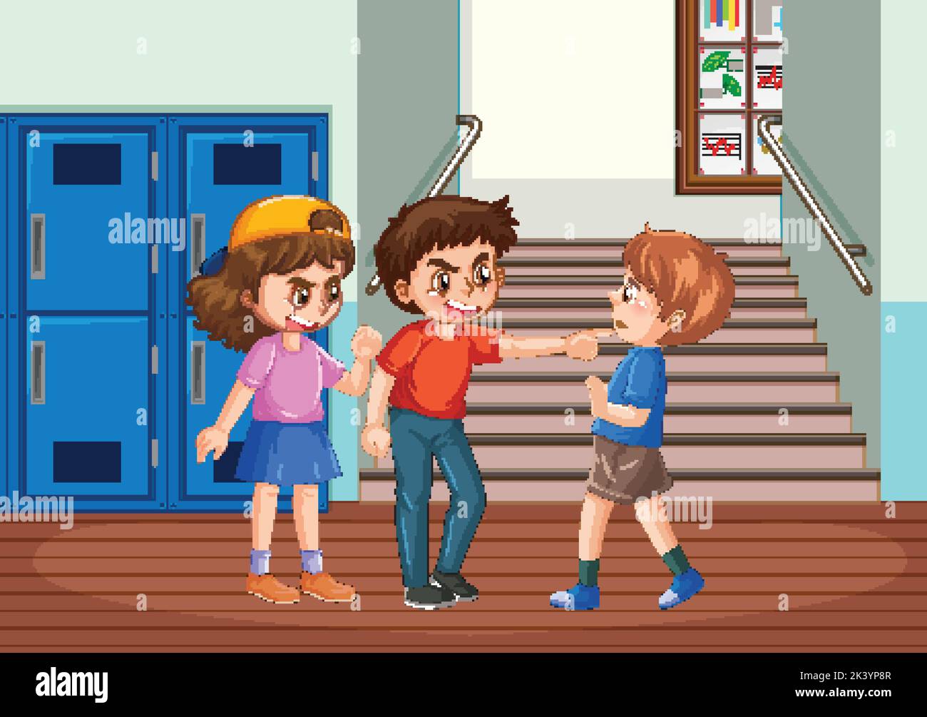 Bullying kids school scene illustration Stock Vector Image & Art - Alamy