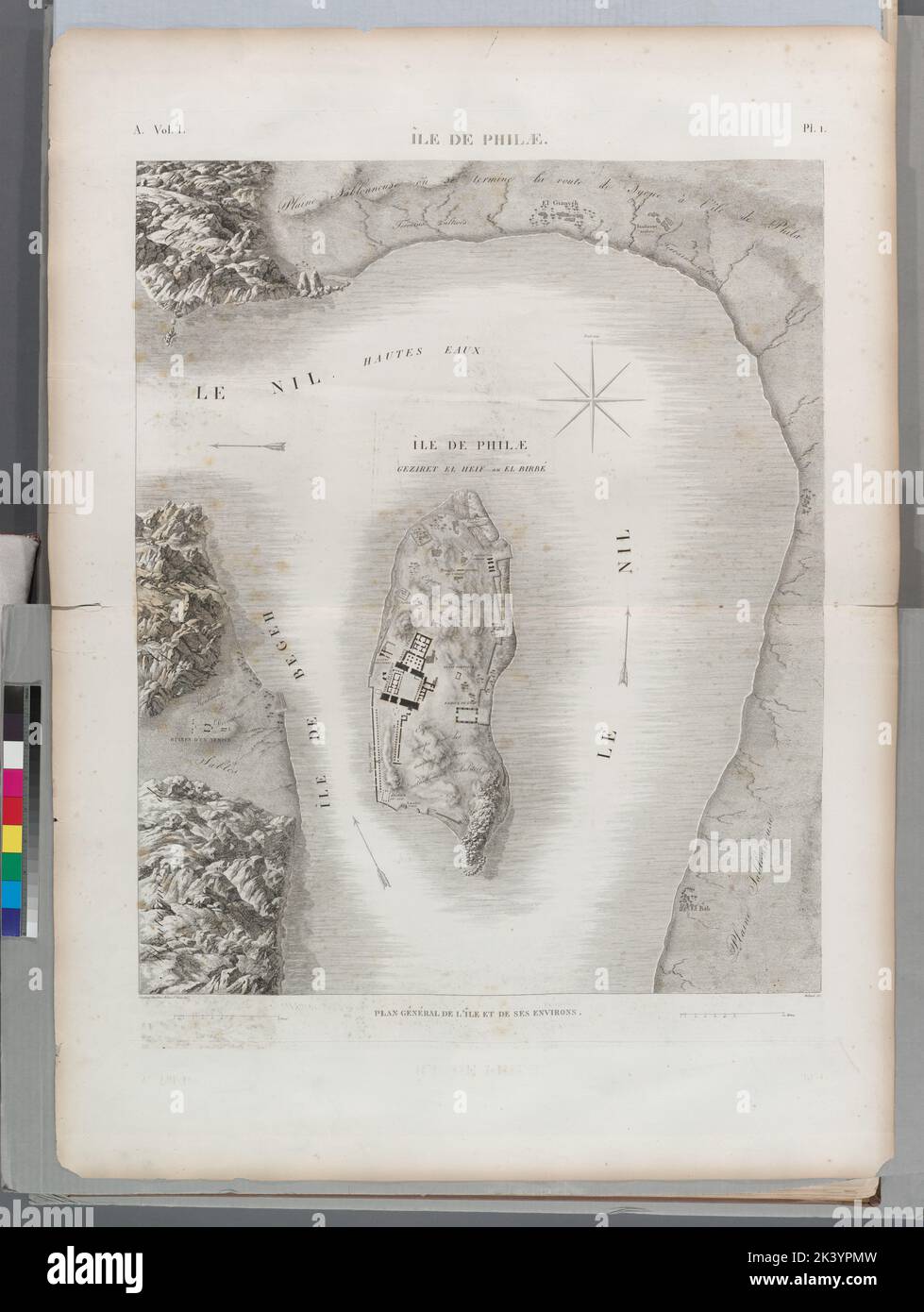 Île de Philæ. Plan général de l'île et de ses environs. Cartographic ...