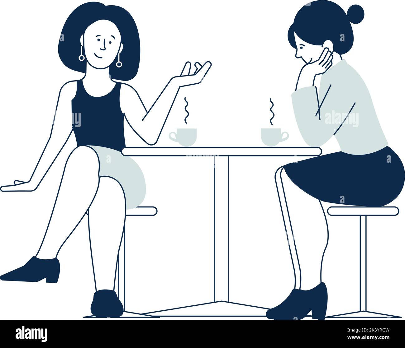 Two young women sitting cafe Stock Vector Images - Alamy