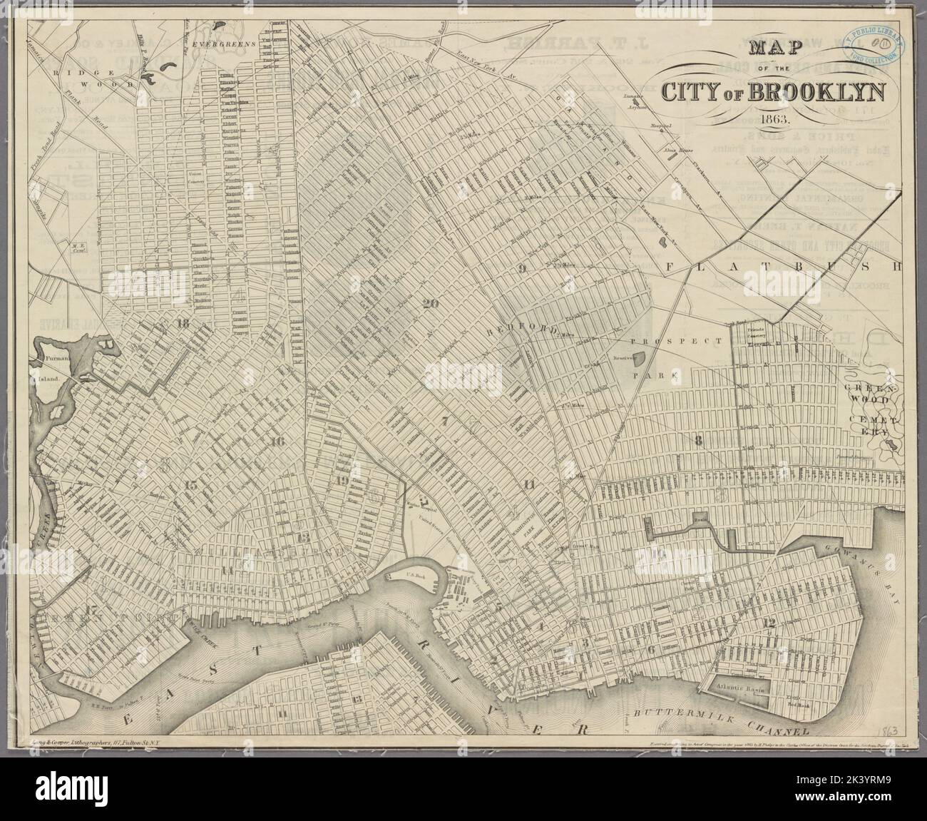 Map of the city of Brooklyn 1863 Cartographic. Maps. 1863. Lionel ...
