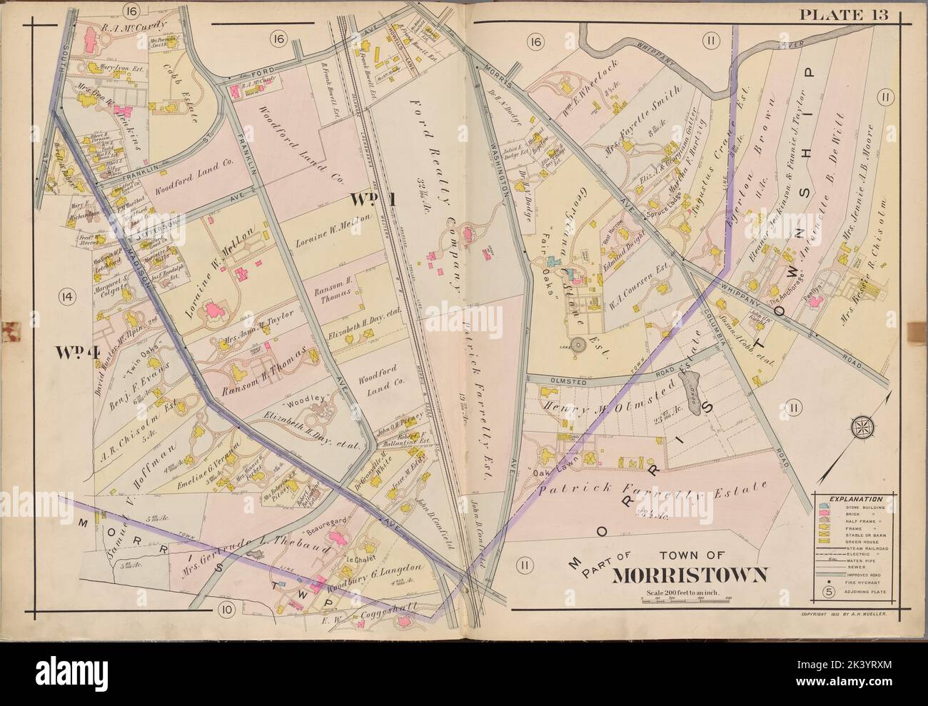 Morris County, Double Page Plate No. 13 Map bounded by Whippany River ...