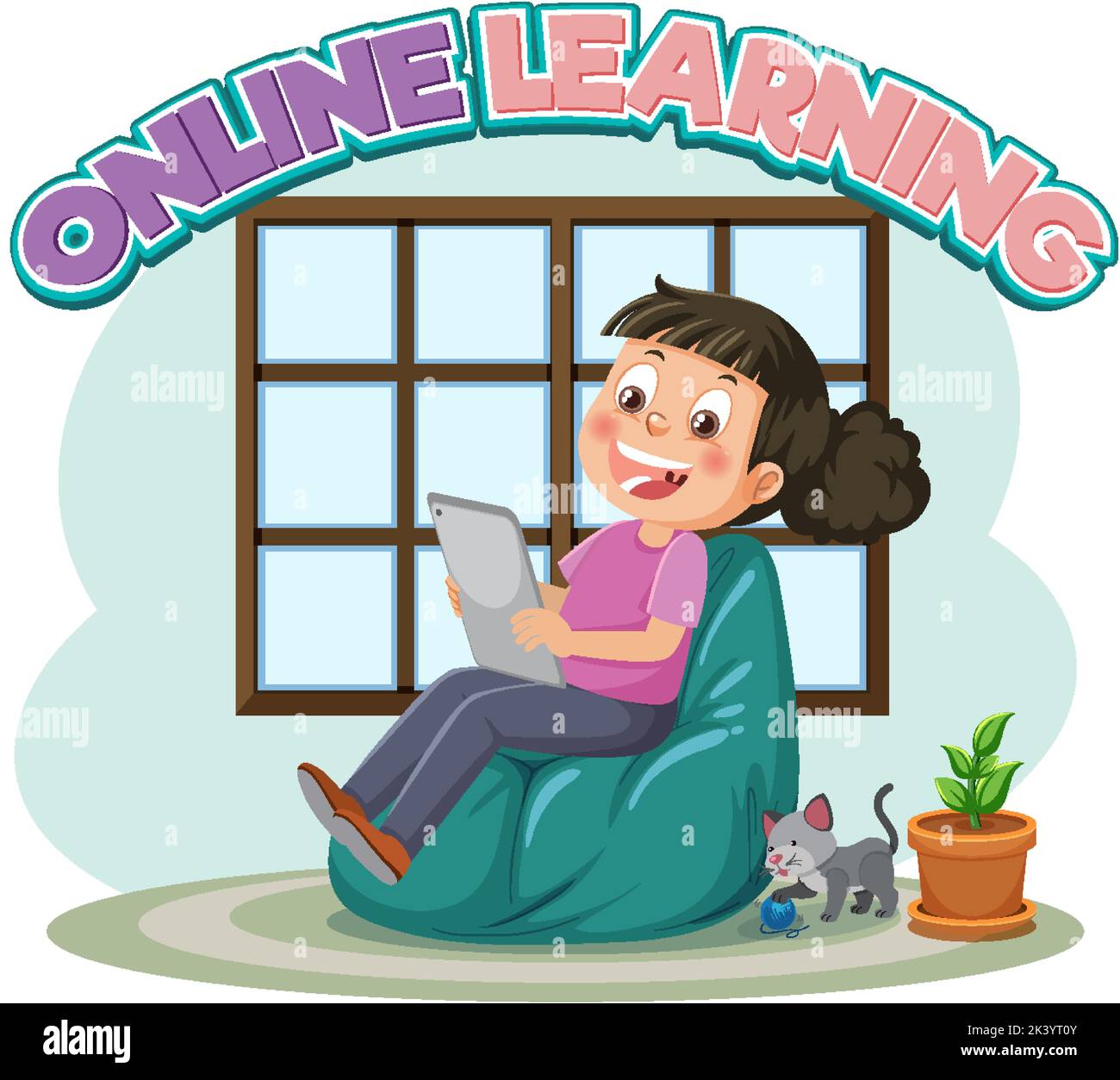 A girl chatting online on laptop illustration Stock Vector Image & Art ...