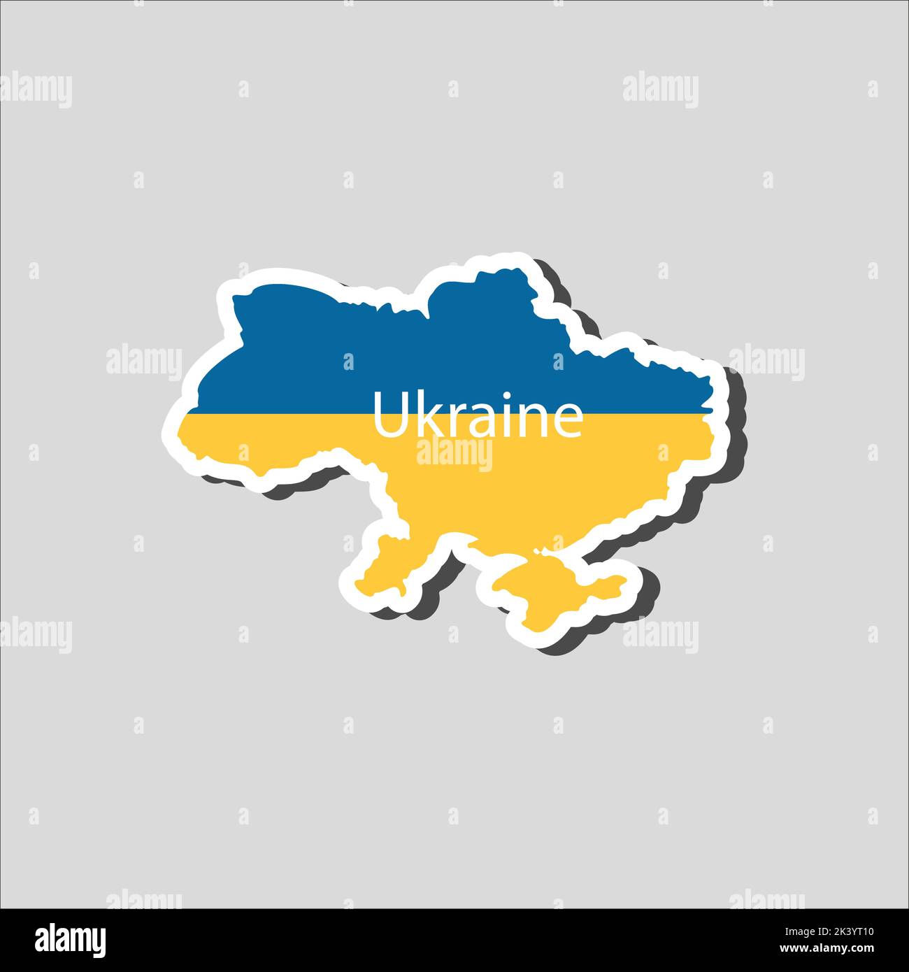 Illustration in yellow-blue colors of the state of Ukraine, in the form ...