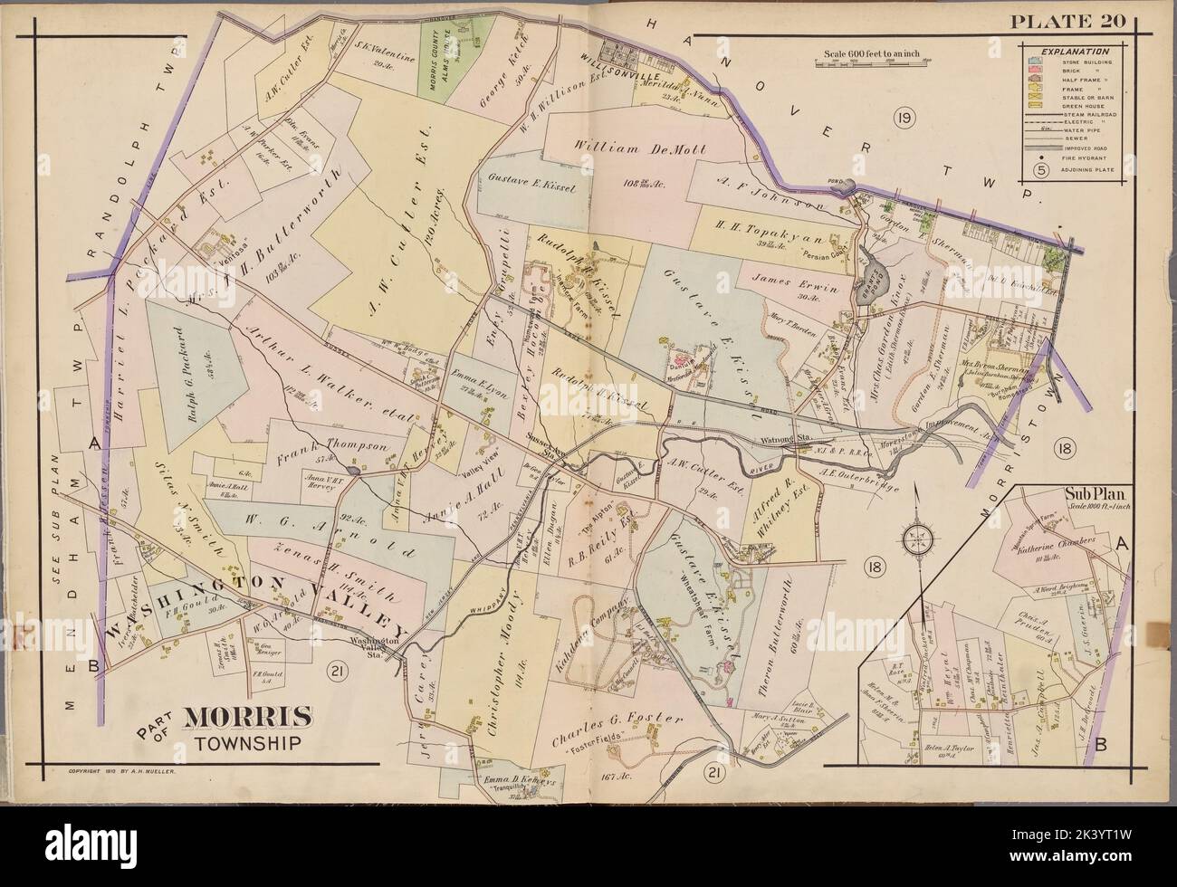Morris County, Double Page Plate No. 20 Map bounded by Hanover Ave ...