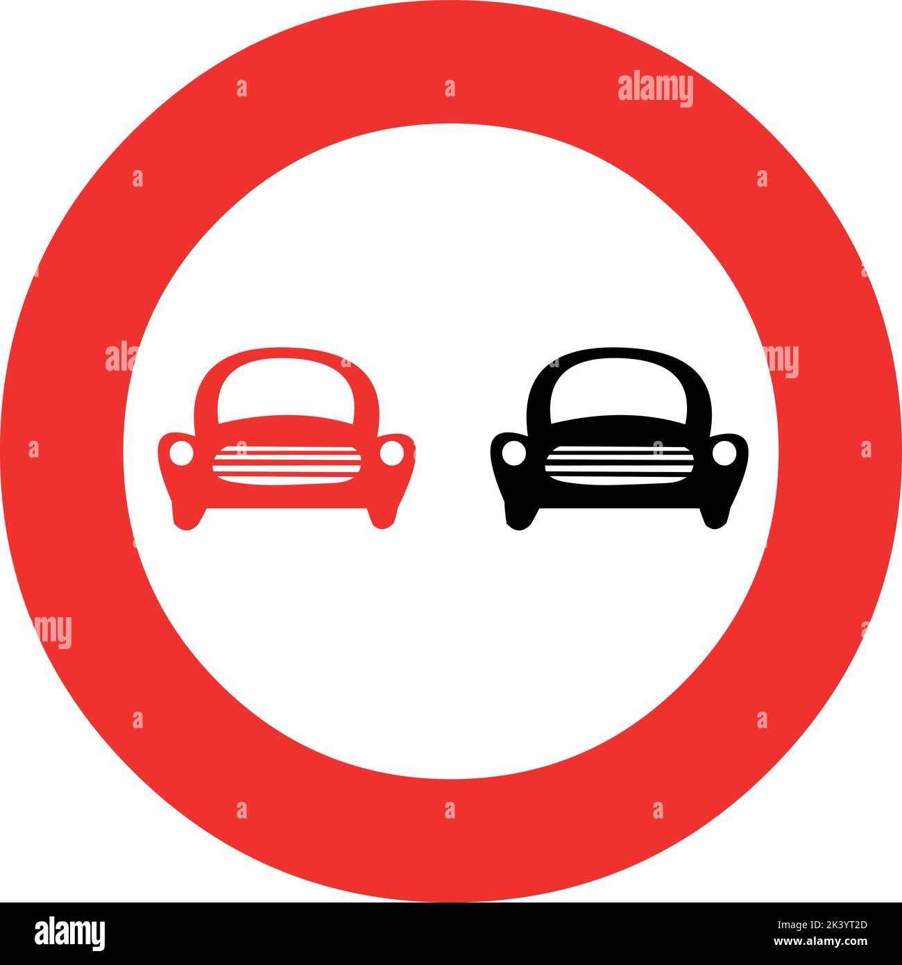 Vector illustration of traffic signal of prohibited or no overtaking ...
