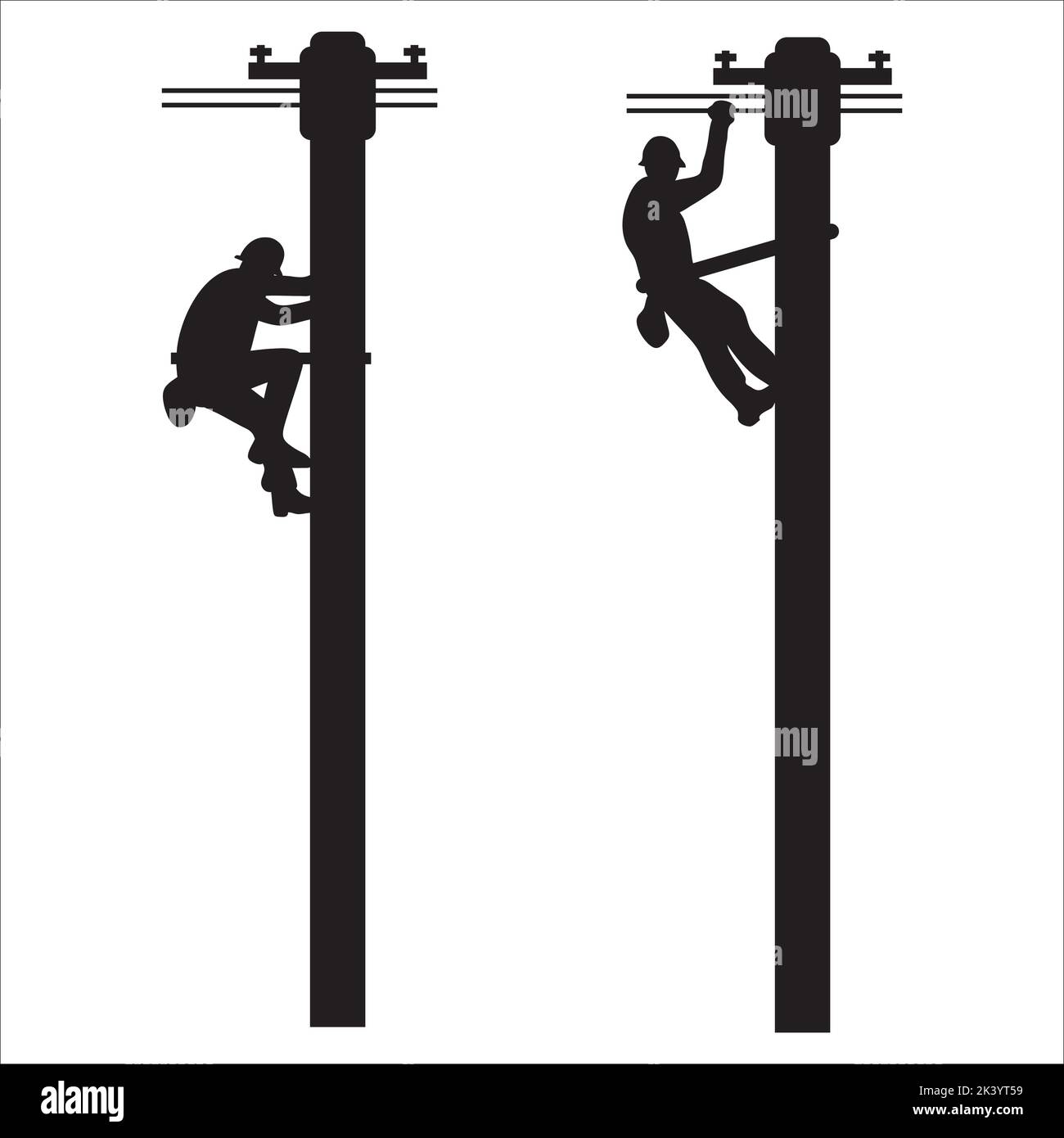 Vector Set Of Electric Workers lineman Silhouettes Illustration ...