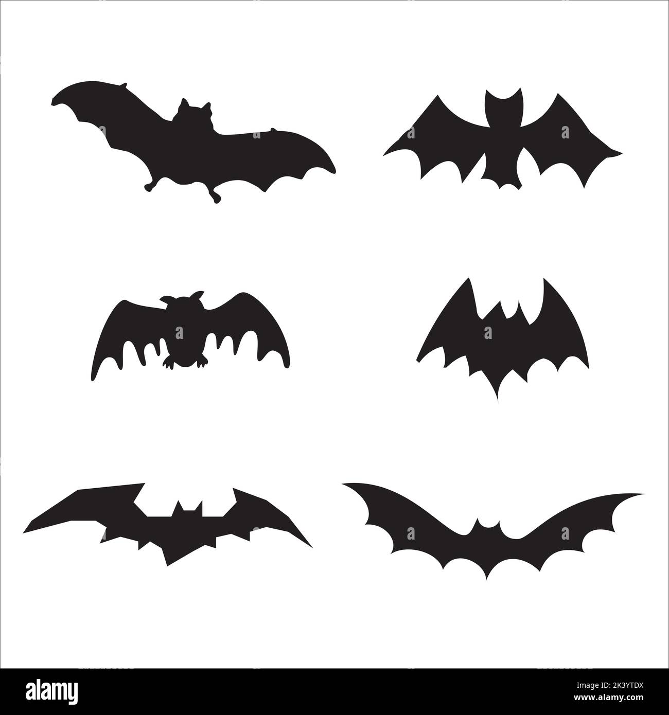 Vector Set Of Halloween Bats Silhouettes Illustration Isolated On White ...