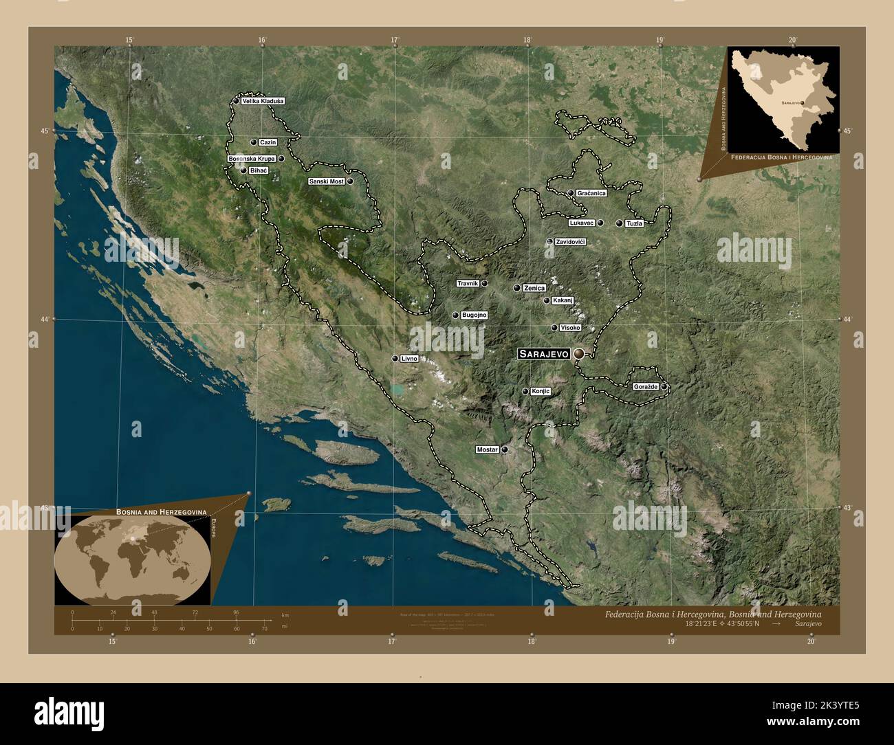 Map satellite geography bosnia Stock Vector Images - Alamy