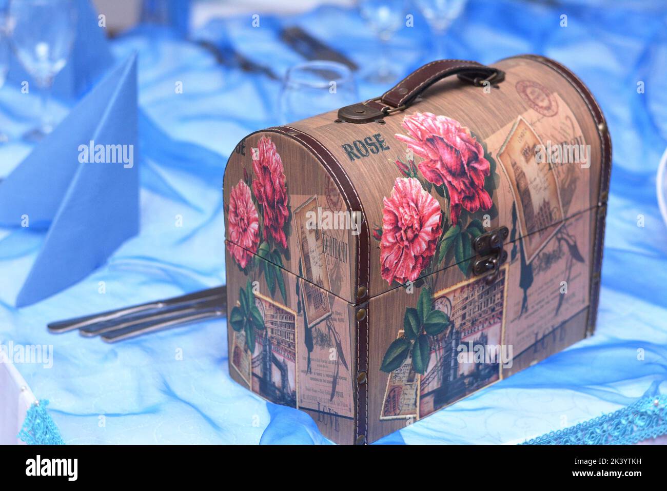 Wedding Box for money. Boxes for gifts. Decorated with roses Stock ...