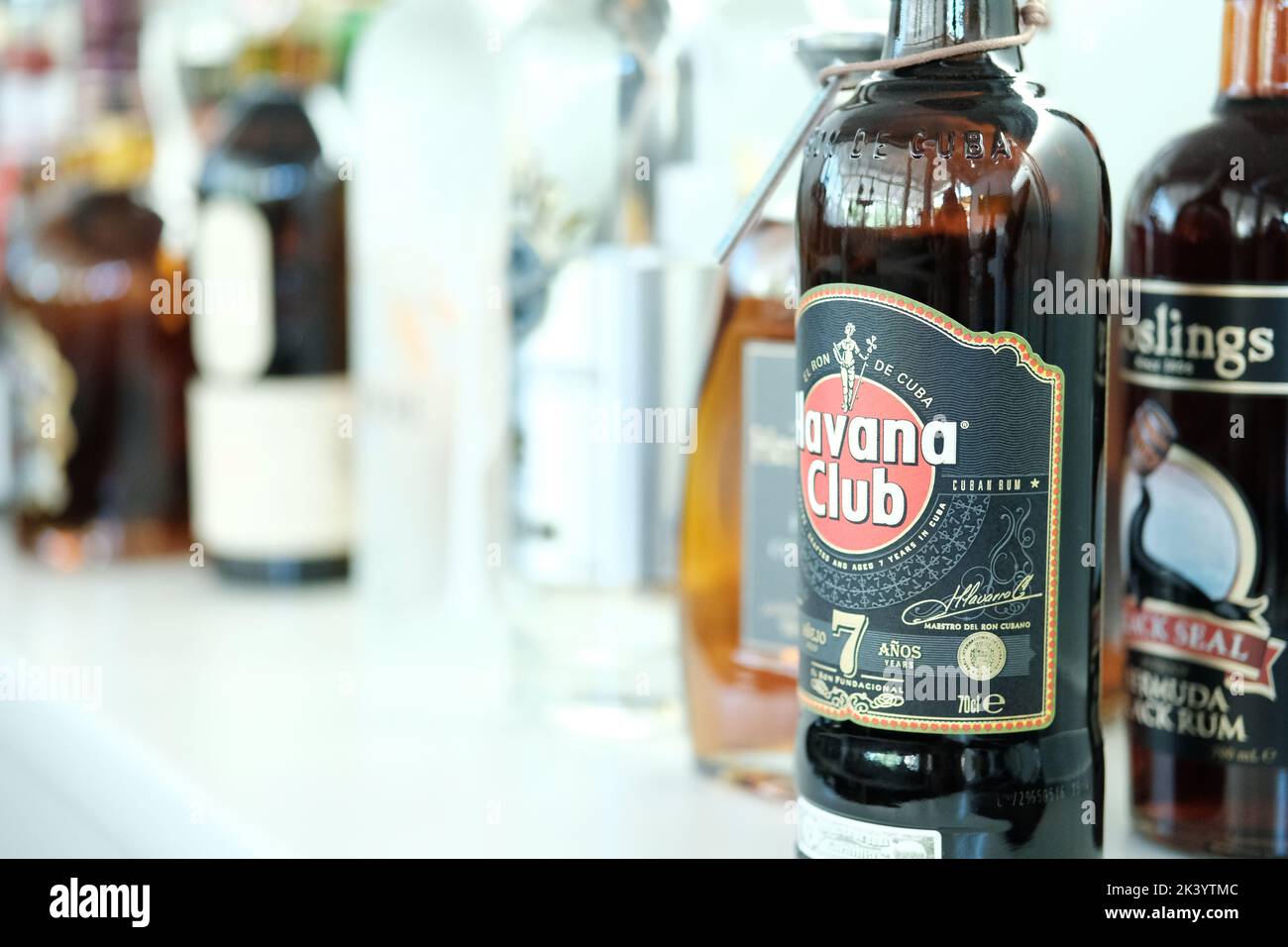 Cuban rum and others bottles Stock Photo - Alamy