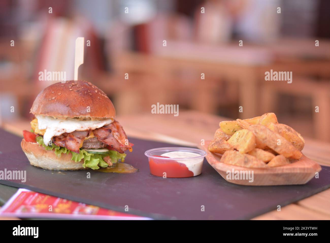 Chicken burger menu Stock Photo - Alamy